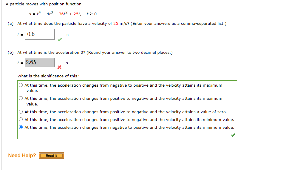 Solved A particle moves with position function | Chegg.com