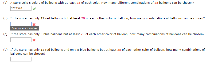Solved (a) A store sells 8 colors of balloons with at least | Chegg.com