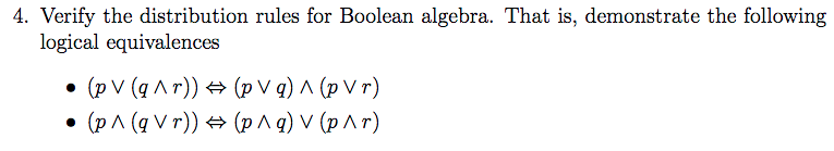 Solved 4. Verify the distribution rules for Boolean algebra. | Chegg.com