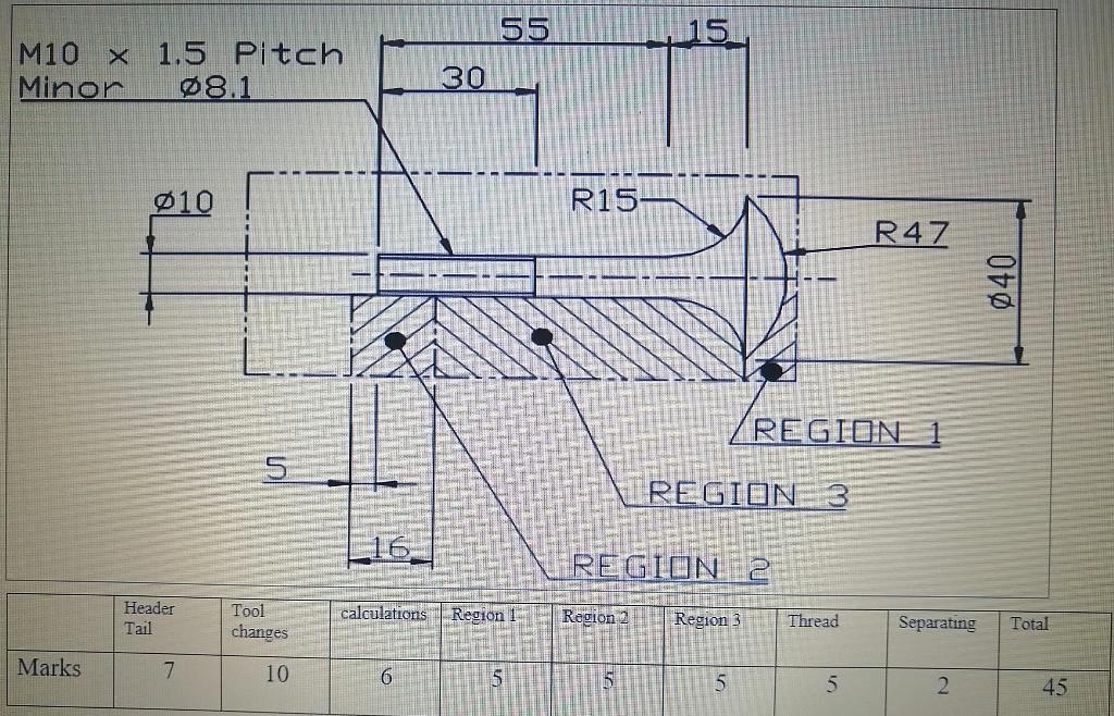 Solved Write the CNC lathe program to cut the following part | Chegg.com