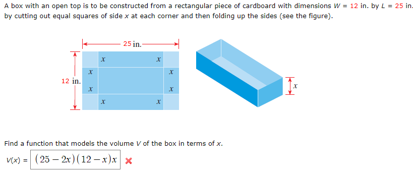 Solved A box with an open top is to be constructed from a | Chegg.com