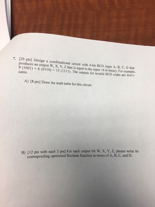 Solved Design a combinational circuit with 4-bit BCD input | Chegg.com