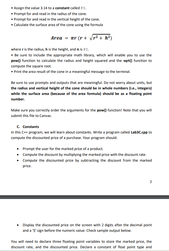 Solved A. Declaring Variables and Arithmetic Expressions The | Chegg.com
