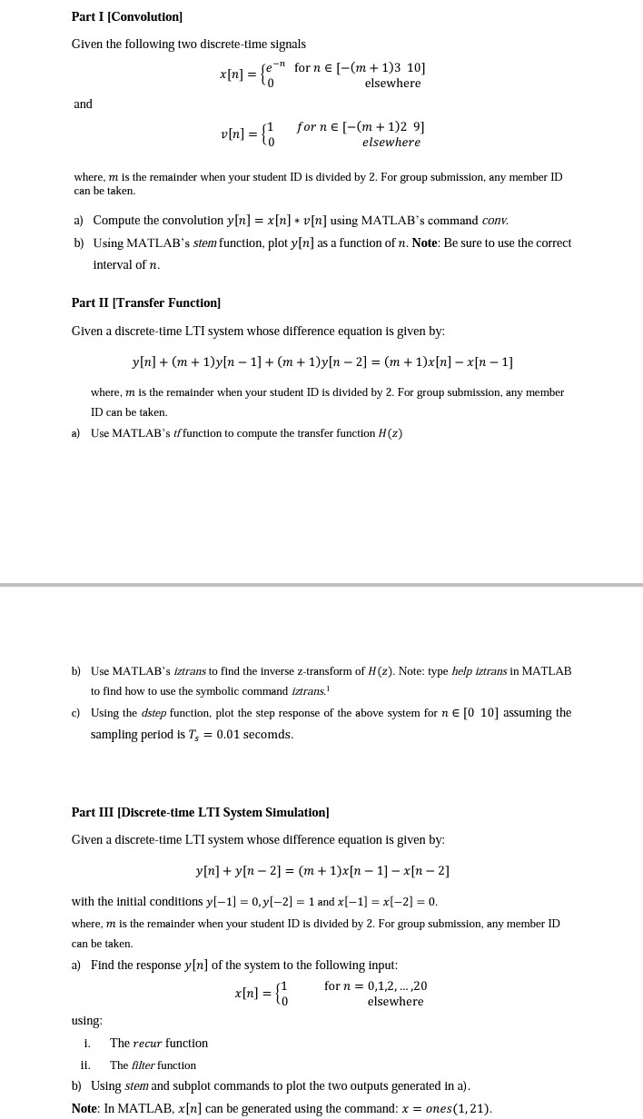 Solved Part I [Convolution] Given the following two | Chegg.com