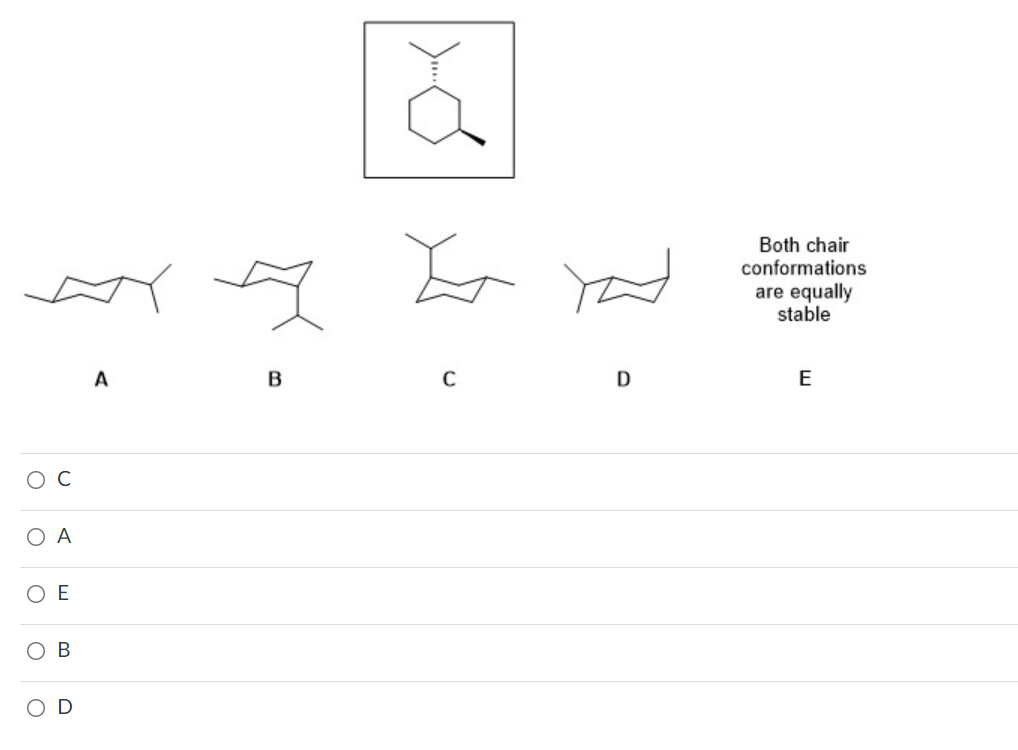 Solved Select the most stable chair conformation of the | Chegg.com
