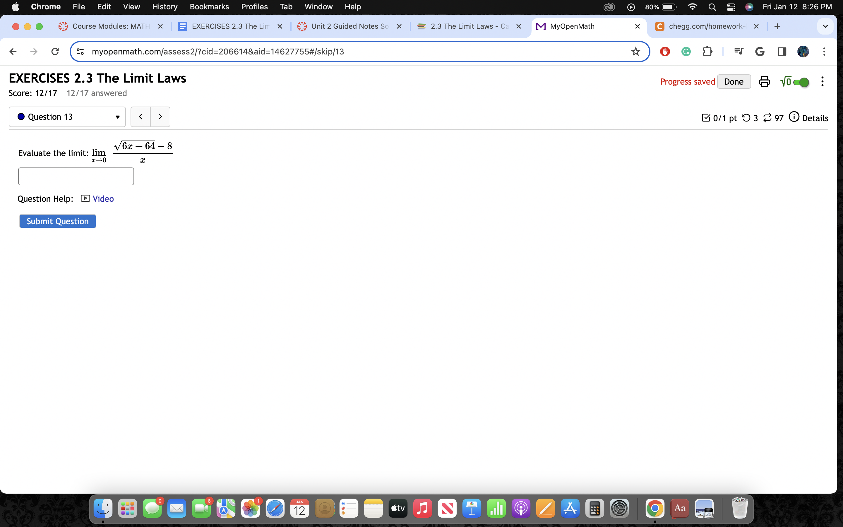 Solved EXERCISES 2.3 ﻿The Limit LawsProgress | Chegg.com