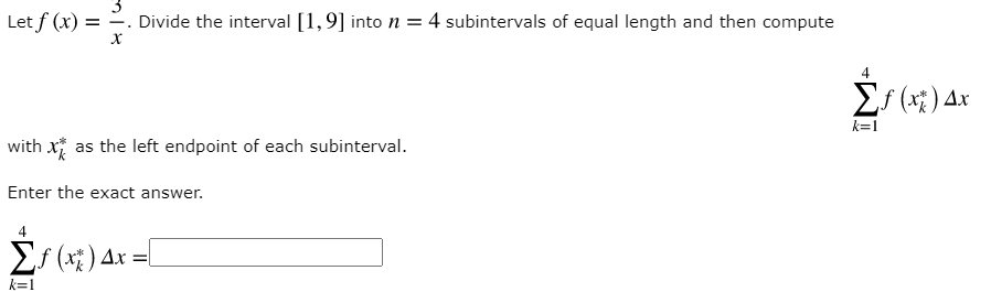 Solved 3 Let f (x) = = - Divide the interval [1,9] into n = | Chegg.com