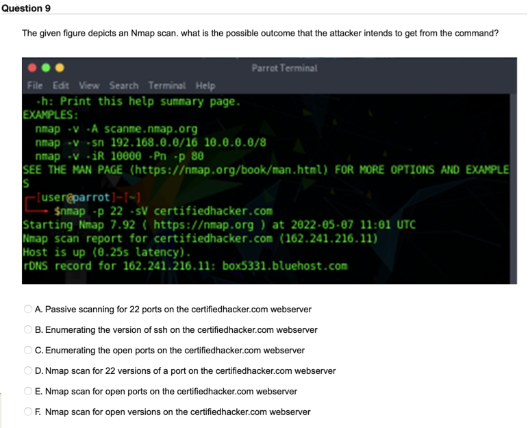 Solved The given figure depicts an Nmap scan. what is the | Chegg.com