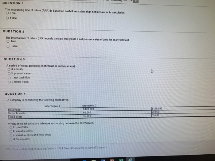 Solved The Accounting Rate Of Return Arr Is Based On Cash