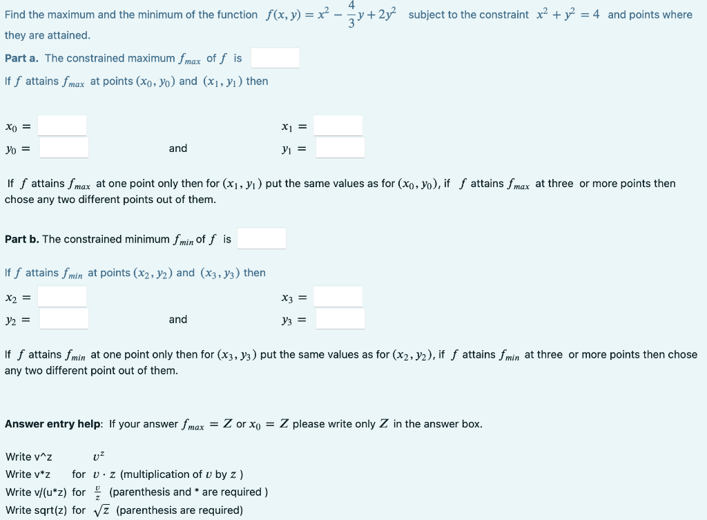 Solved Find the maximum and the minimum of the function | Chegg.com