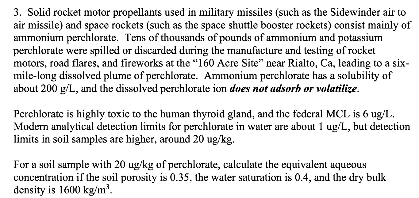 Solved 3. ﻿Solid rocket motor propellants used in military | Chegg.com