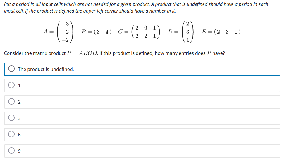 Solved Put a period in all input cells which are not needed | Chegg.com
