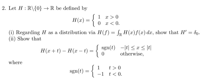 Solved Let H: R\{0} rightarrow R be defined by H(x) = {1 x | Chegg.com