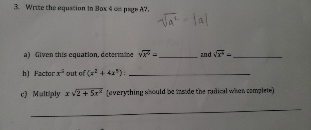 Solved 3. Write the equation in Box 4 on page A7. and Vxt- | Chegg.com
