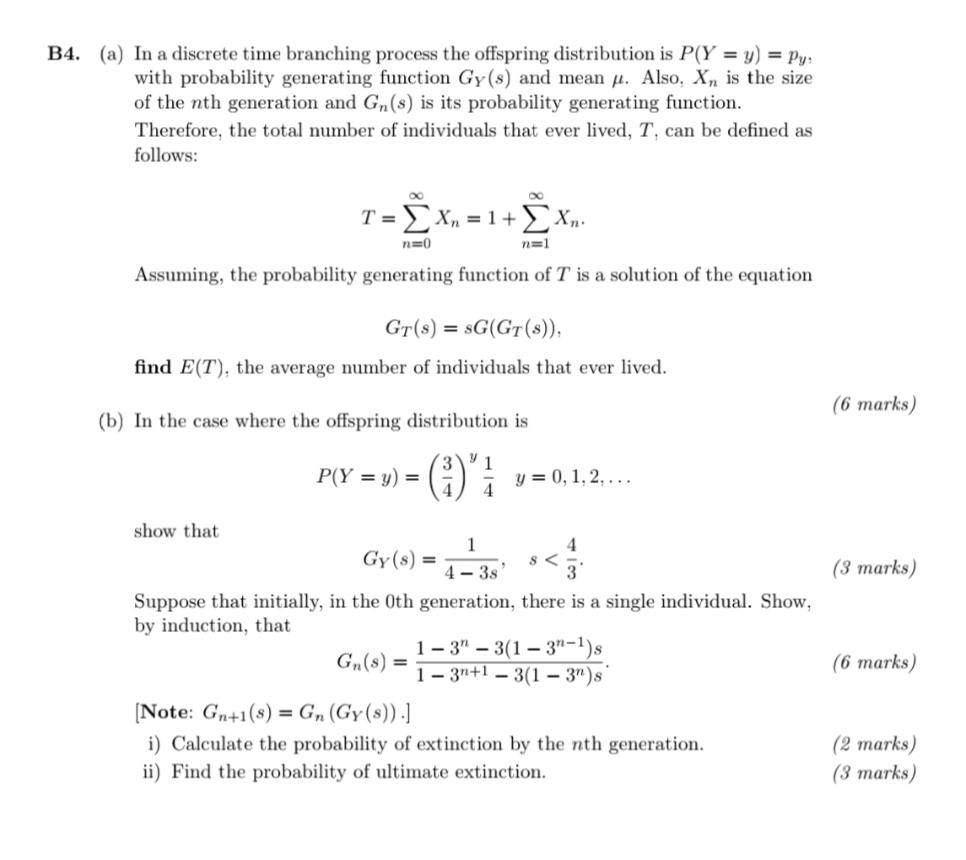 Solved (a) In a discrete time branching process the | Chegg.com