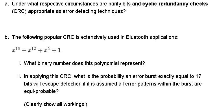 [Solved]: a. Under what respective circumstances are parit