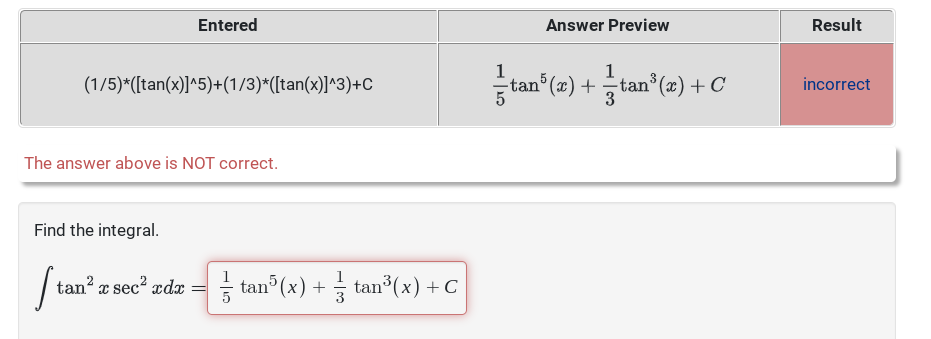 Solved The answer above is NOT correct.Find the | Chegg.com