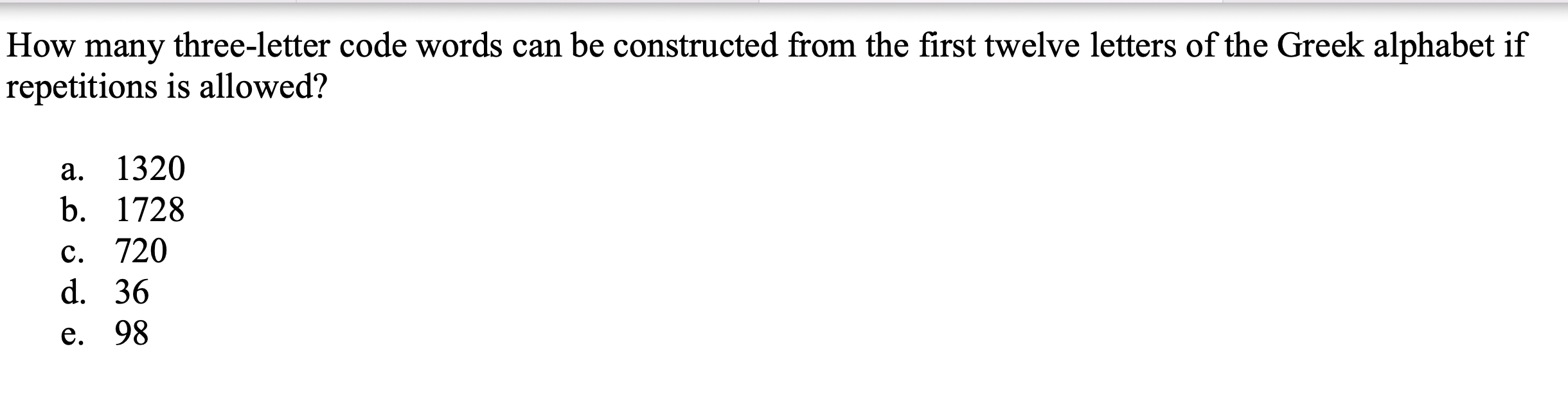 Solved How many three-letter code words can be constructed | Chegg.com