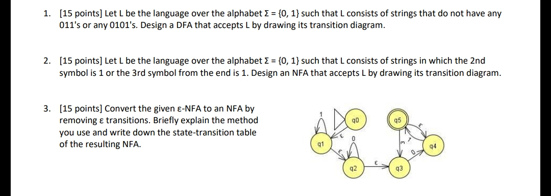 Solved 1. (15 points) Let L be the language over the | Chegg.com