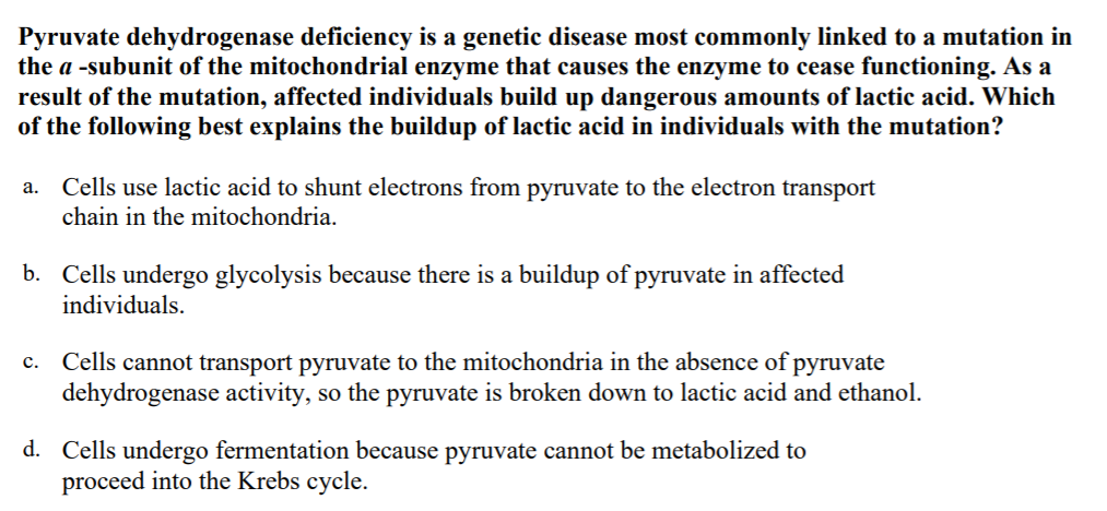 Solved Pyruvate dehydrogenase is an enzyme that converts | Chegg.com