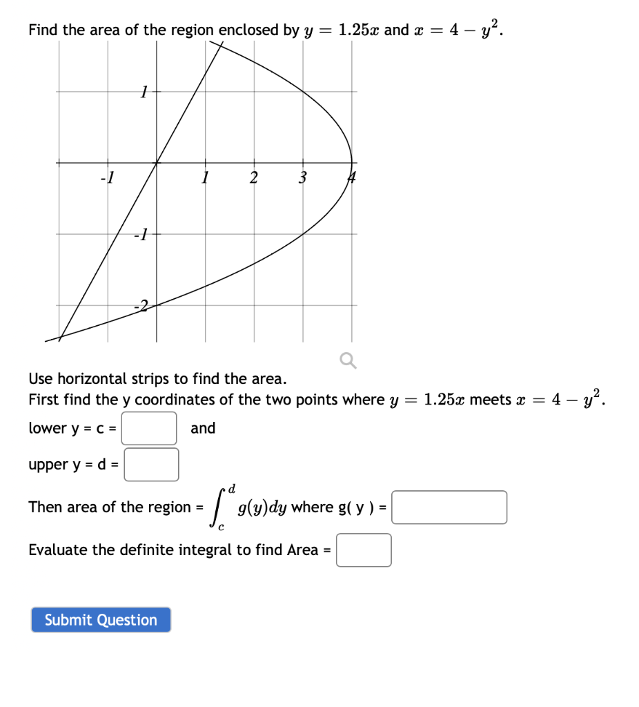 Solved Find the area of the region enclosed by y=1.25x and | Chegg.com