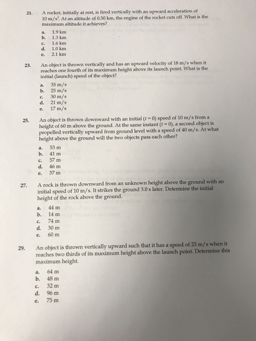 Solved A rocket, initially at rest, is fired vertically with | Chegg.com
