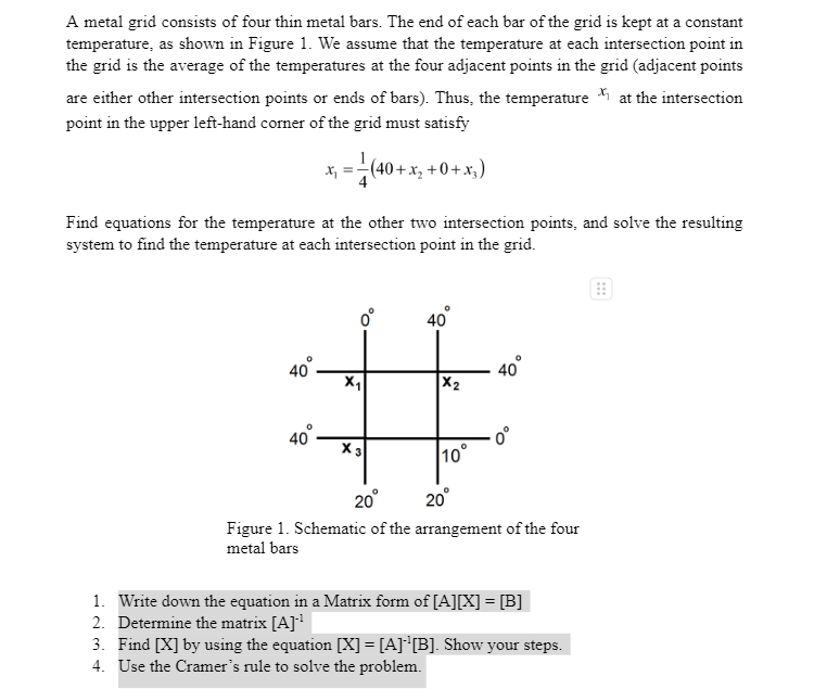 Solved A metal grid consists of four thin metal bars. The | Chegg.com