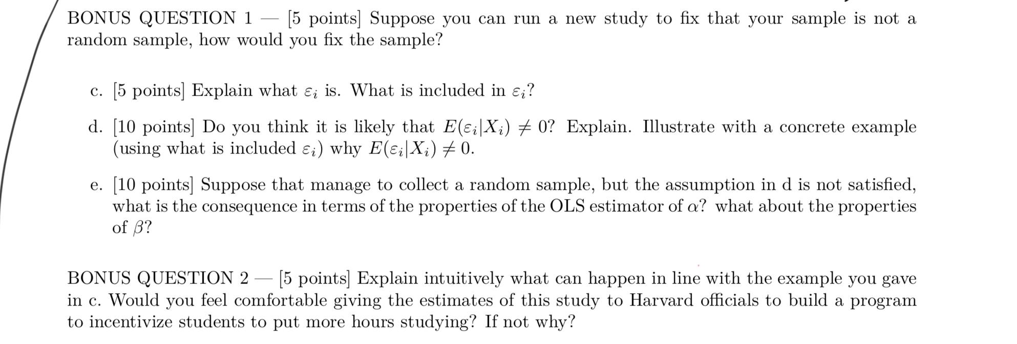 BONUS QUESTION 1−[5 points ] Suppose you can run a | Chegg.com