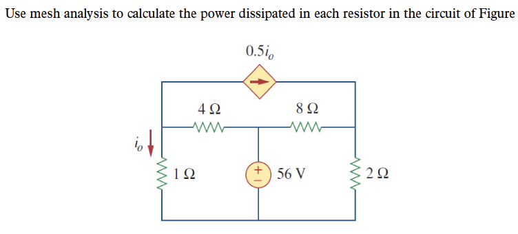 Solved Use mesh analysis to calculate the power dissipated | Chegg.com