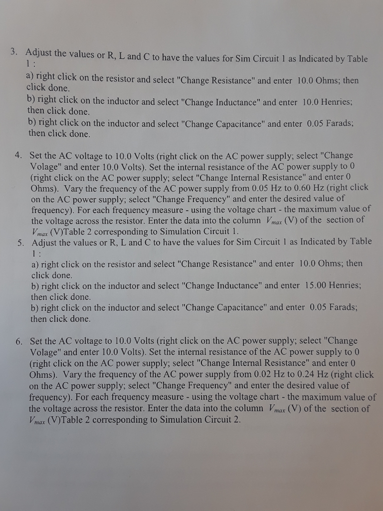 Online Lab 7 RLC Circuits Adapted by Professor Field | Chegg.com