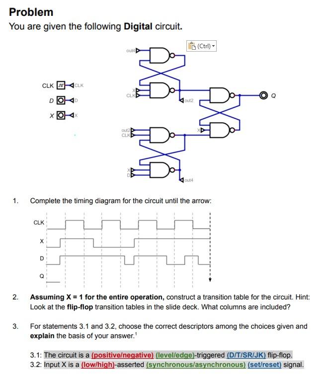 Solved Problem You are given the following Digital circuit. | Chegg.com