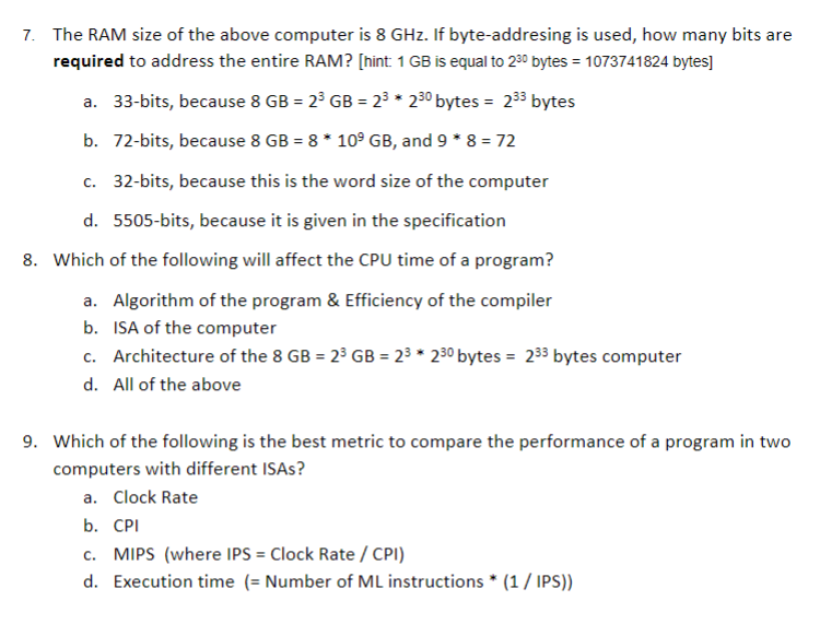 Solved Consider the following specification of a laptop to | Chegg.com