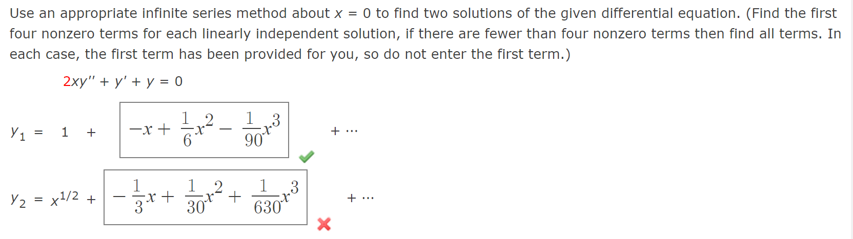 Solved Use an appropriate infinite series method about x = 0 | Chegg.com