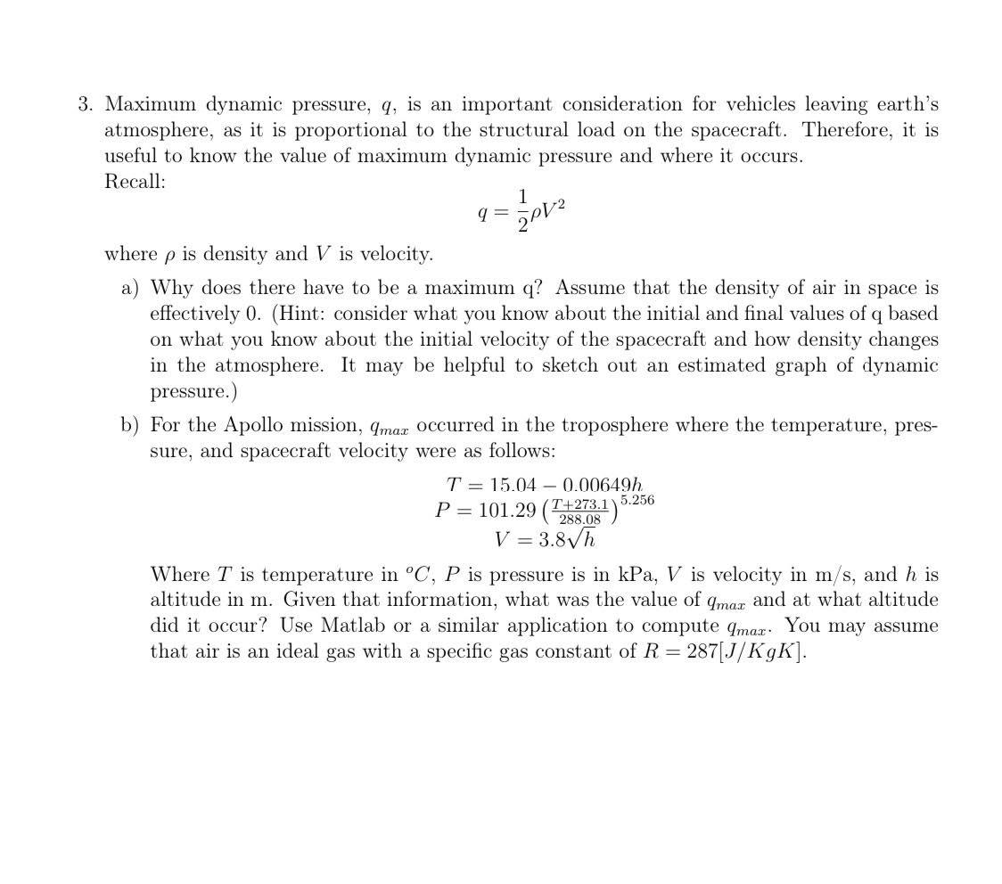 Solved Maximum dynamic pressure, q, is an important | Chegg.com