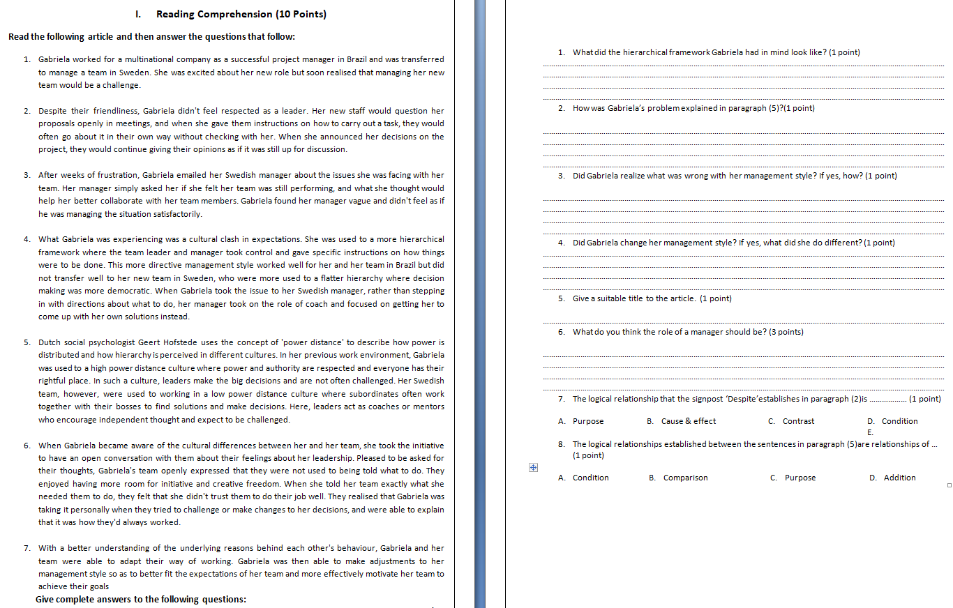 Solved 1. Reading Comprehension (10 Points) Read the | Chegg.com Solved 1. Reading Comprehension (10 Points) Read the | Chegg.com