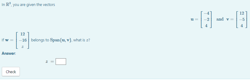 Solved In R3, you are given the vectors u=⎣⎡−4−24⎦⎤ and | Chegg.com