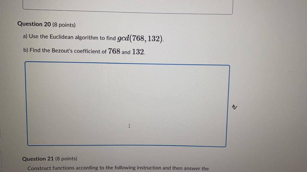 Solved Question 20 (8 points) a) Use the Euclidean algorithm | Chegg.com