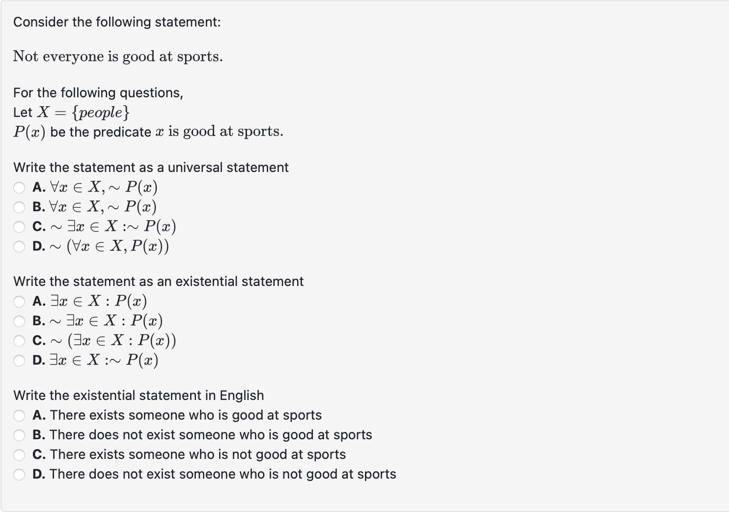 Solved Consider the following statement:Not everyone is | Chegg.com