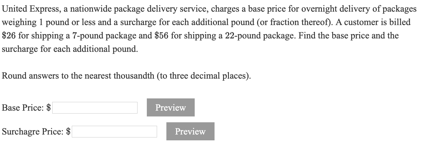 Solved United Express, a nationwide package delivery | Chegg.com