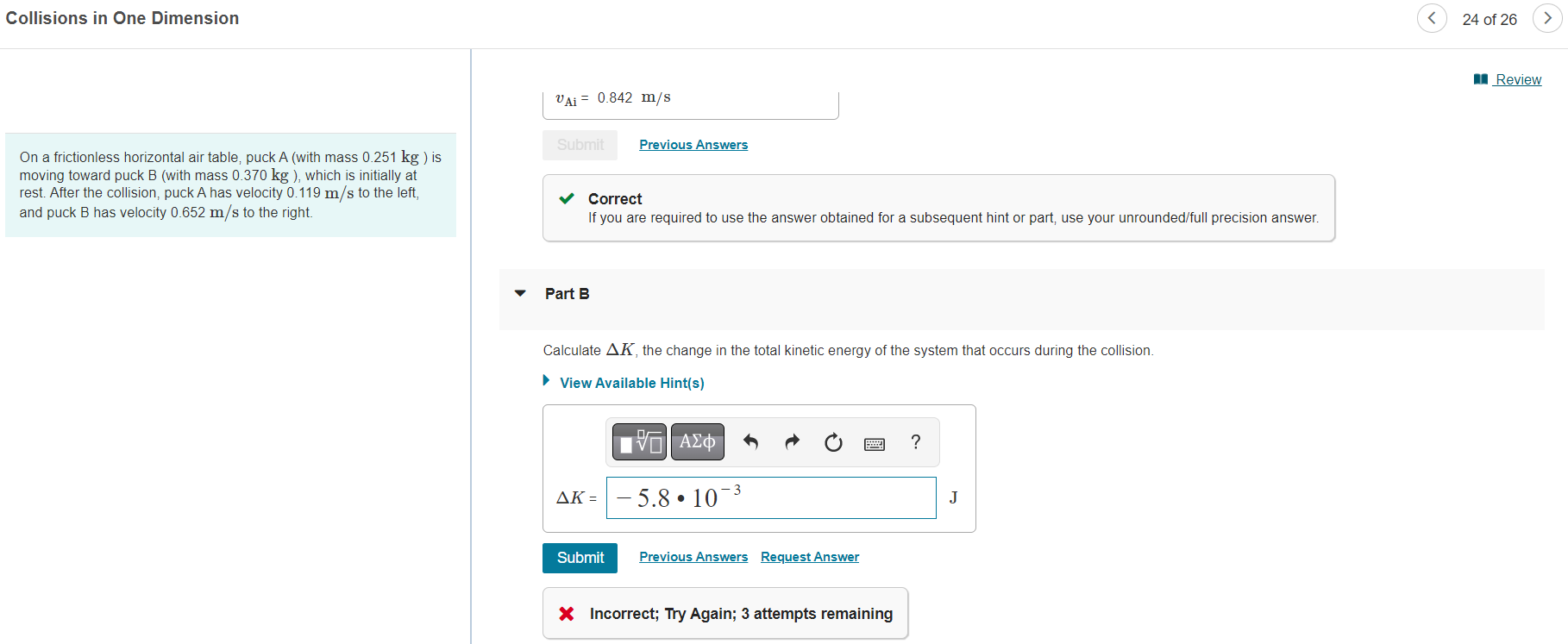 Solved Collisions in One Dimension On a frictionless | Chegg.com