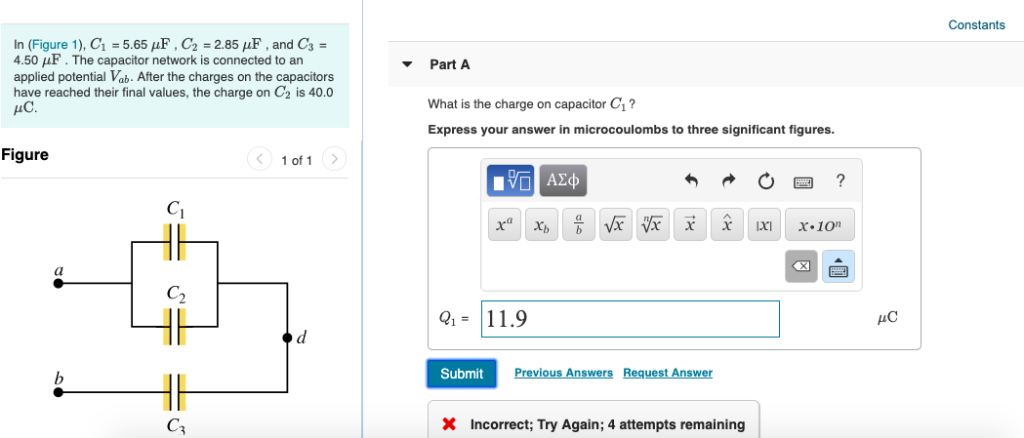 Solved Constants In (Figure 1), C1 = 5.65 pF, C2 = 2.85 pF, | Chegg.com