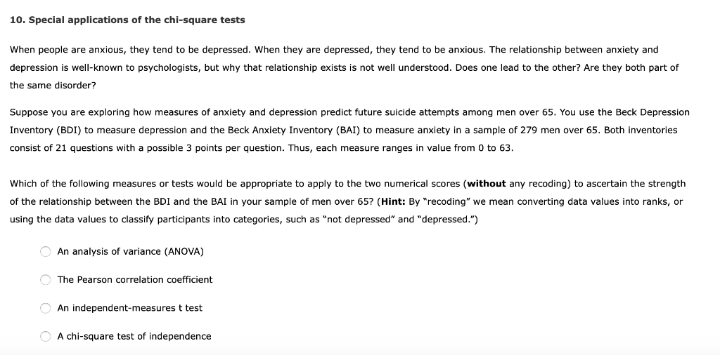 Solved 10. Special applications of the chi-square tests When | Chegg.com