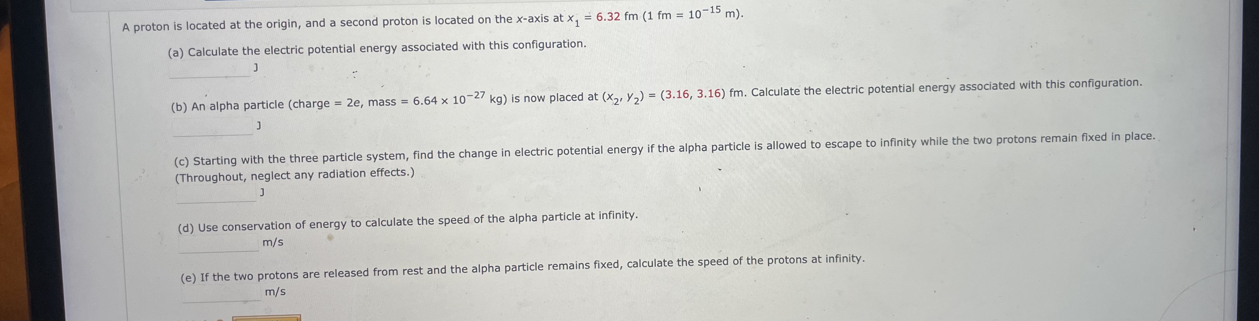 Solved A proton is located at the origin, and a second | Chegg.com