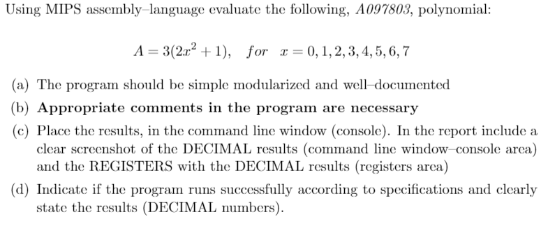 Solved Using MIPS assembly-language evaluate the following, | Chegg.com