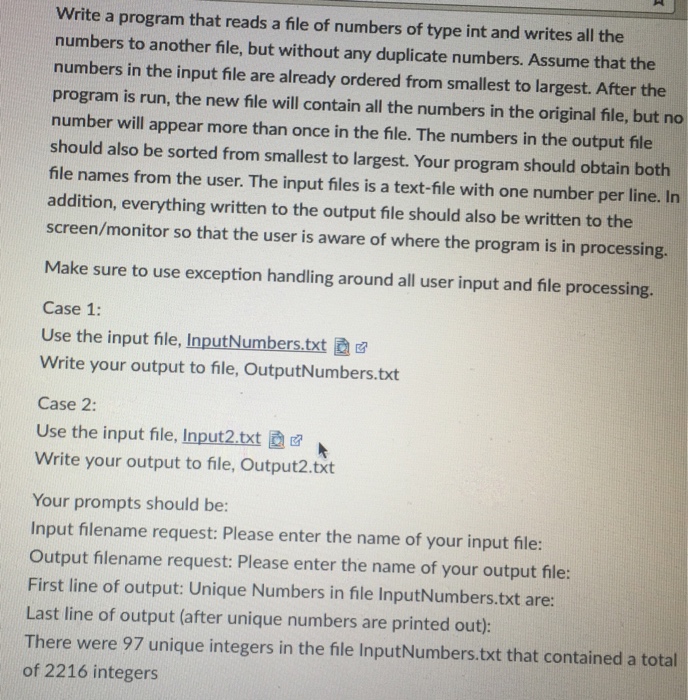 Solved Write a program that reads a file of numbers of type | Chegg.com