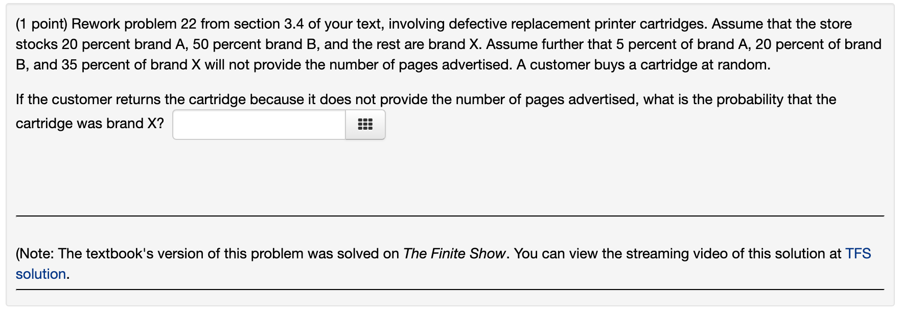 Solved (1 point) Rework problem 22 from section 3.4 of your | Chegg.com
