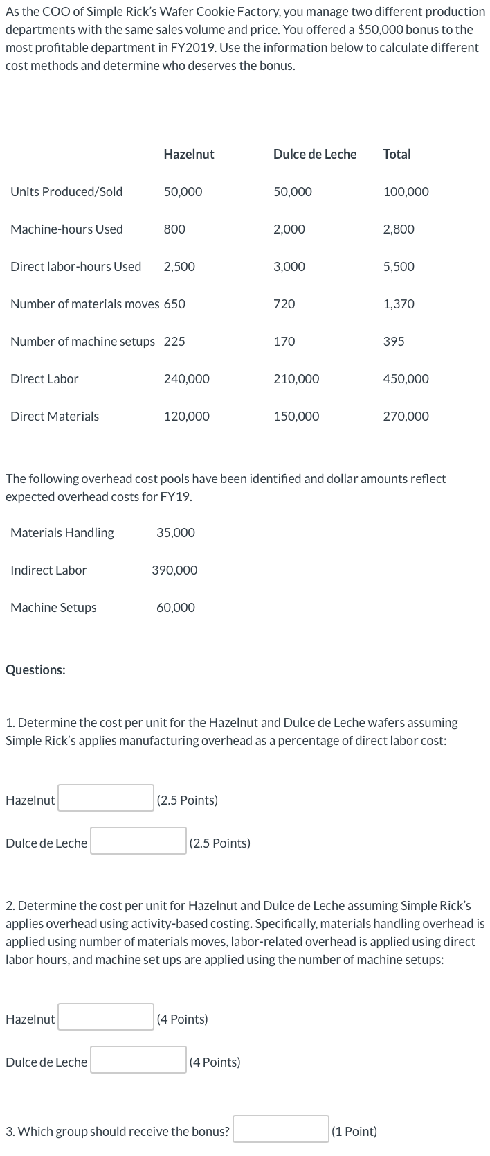 Solved As the COO of Simple Rick's Wafer Cookie Factory, you | Chegg.com