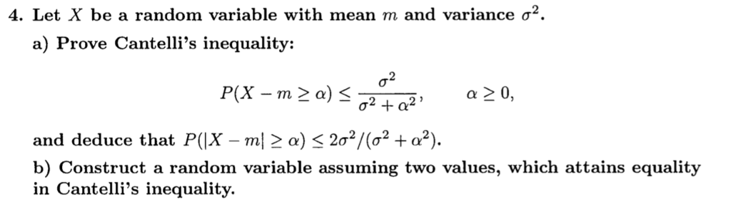 4. Let X be a random variable with mean m and | Chegg.com