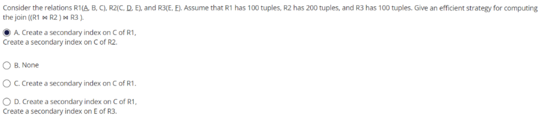 Solved Consider the relations R1(A, B, C), R2(C, D, E), and | Chegg.com