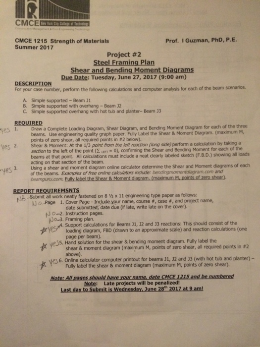 Solved CMCE 1215 Strength of Materials Summer 2017 Prof. I | Chegg.com